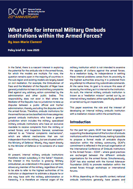 [Policy brief] What role for internal Military Ombuds institutions ...